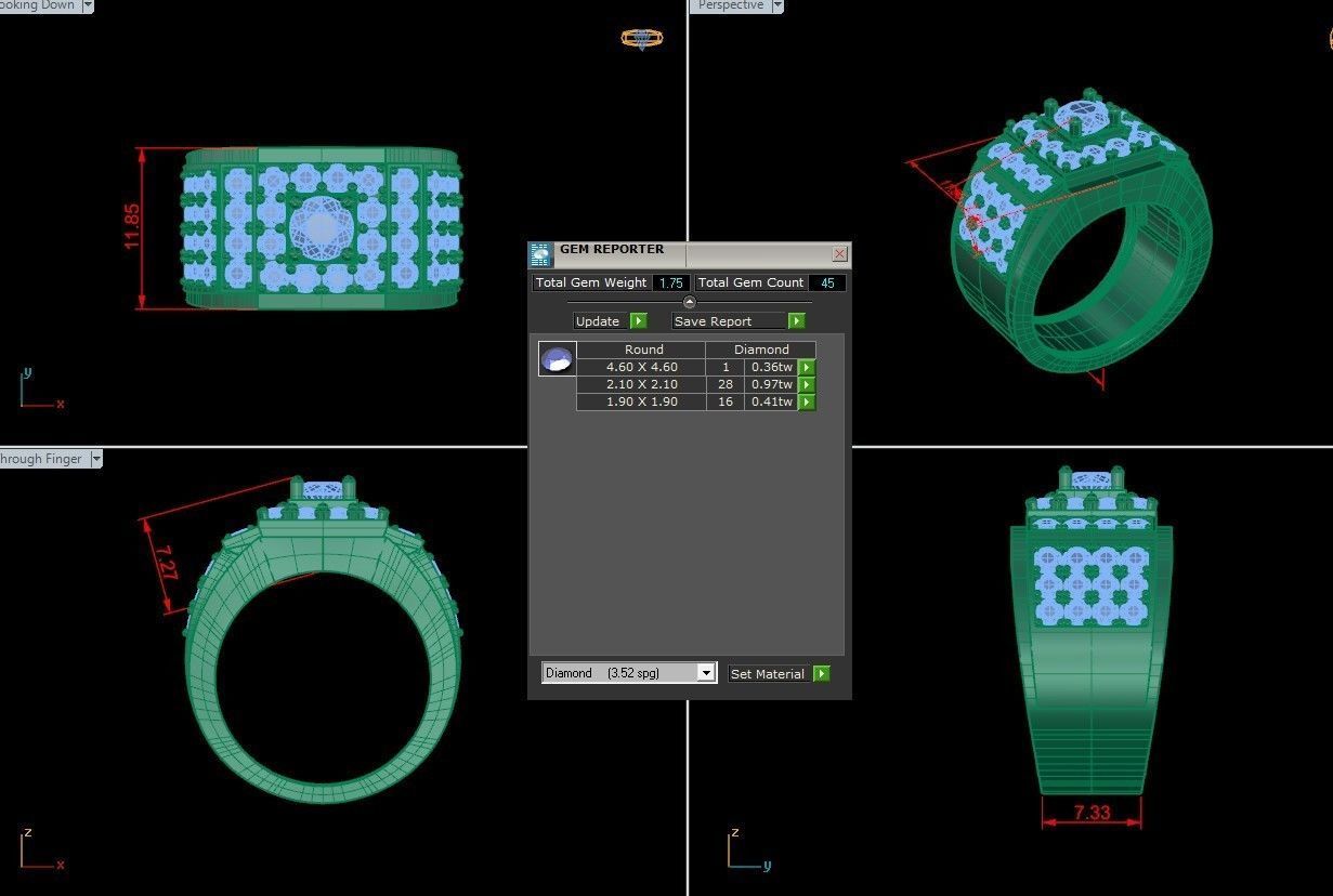 Diamond Man Ring Cad MR 377 3D model 3D printable | CGTrader