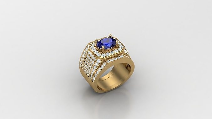 Diamond Man Ring Cad MR 376 3D model 3D printable | CGTrader