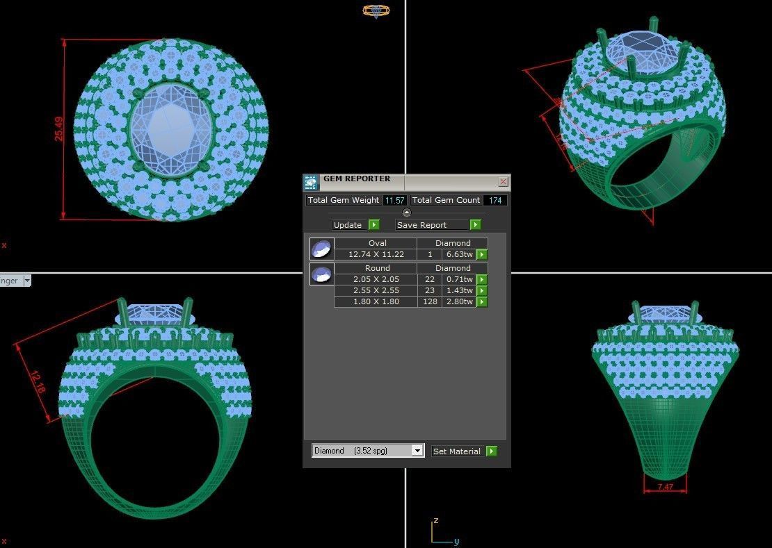 Diamond Man Ring Cad MR 302 3D model 3D printable | CGTrader