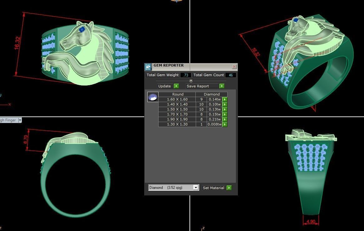 Diamond Man Ring Cad MR 217 3D model 3D printable | CGTrader