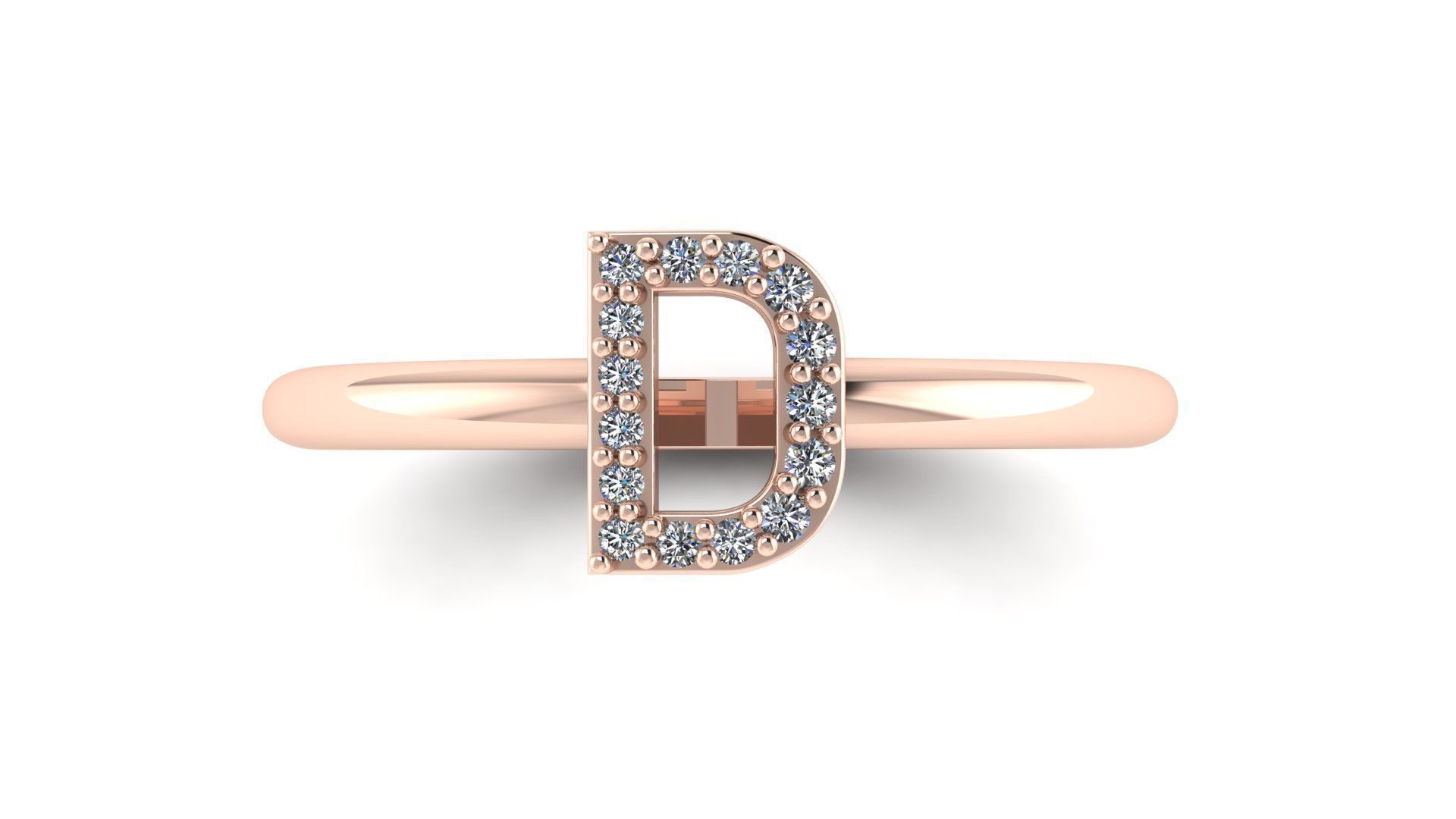 Alphabet Diamond Letters Rings D 3D model 3D printable | CGTrader
