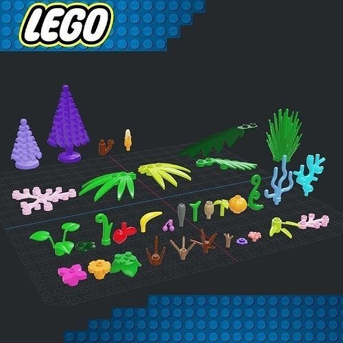 Lego - Plants 3D model 3D printable | CGTrader