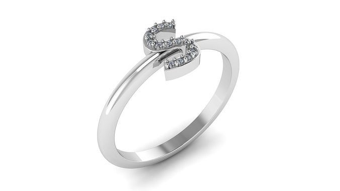 Alphabet Diamond Letters Rings S 3D model 3D printable | CGTrader