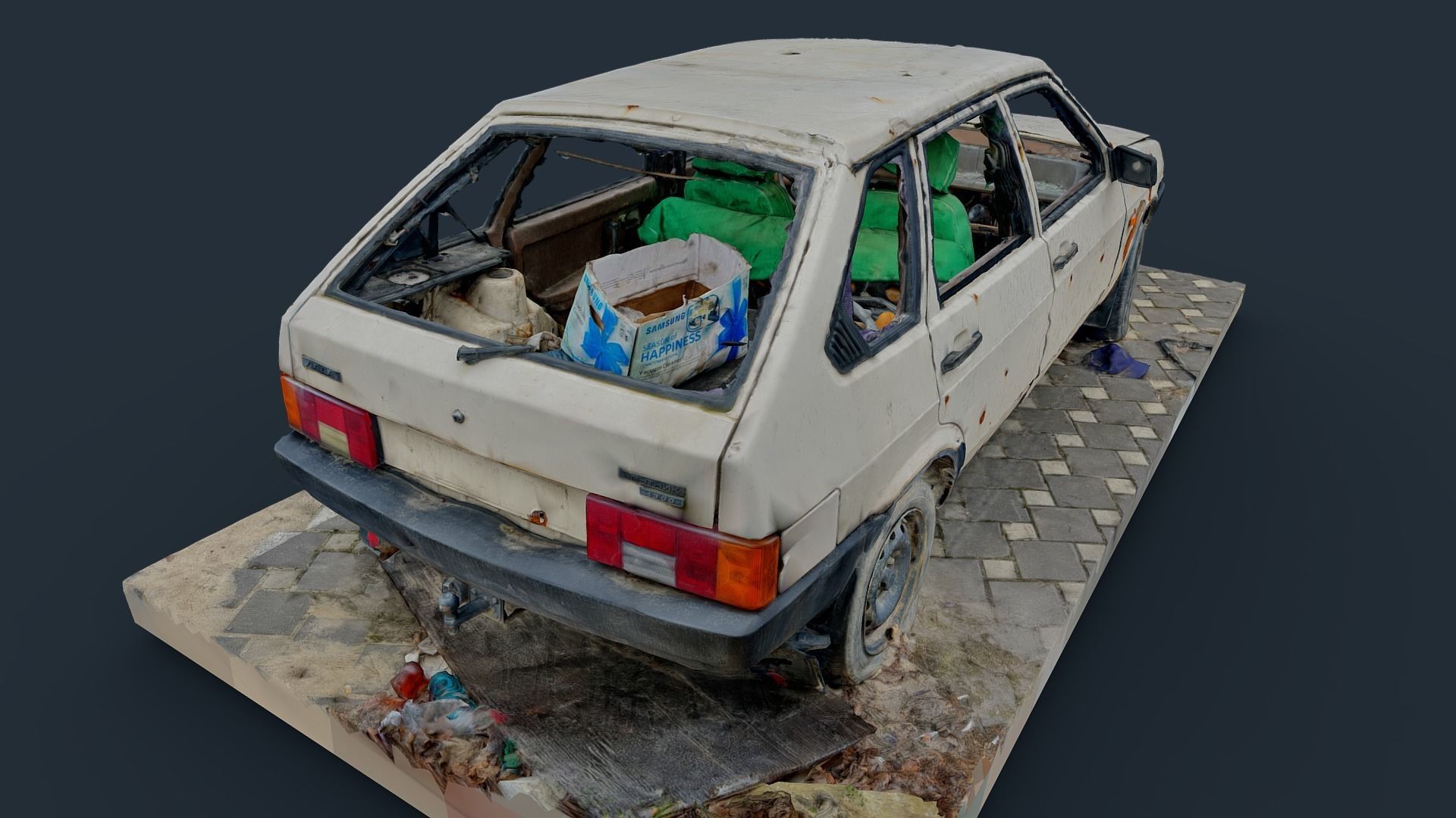 3D model VAZ Lada Sputnik 1300 Destroyed Car - Ukraine 3D model | CGTrader