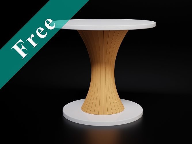 Mid-century Modern Round Table with Concave Pole free 3D model | CGTrader