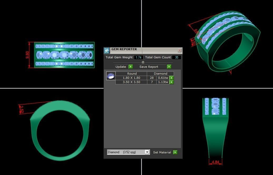 Diamond Man Ring Cad MR 101 3D model 3D printable | CGTrader