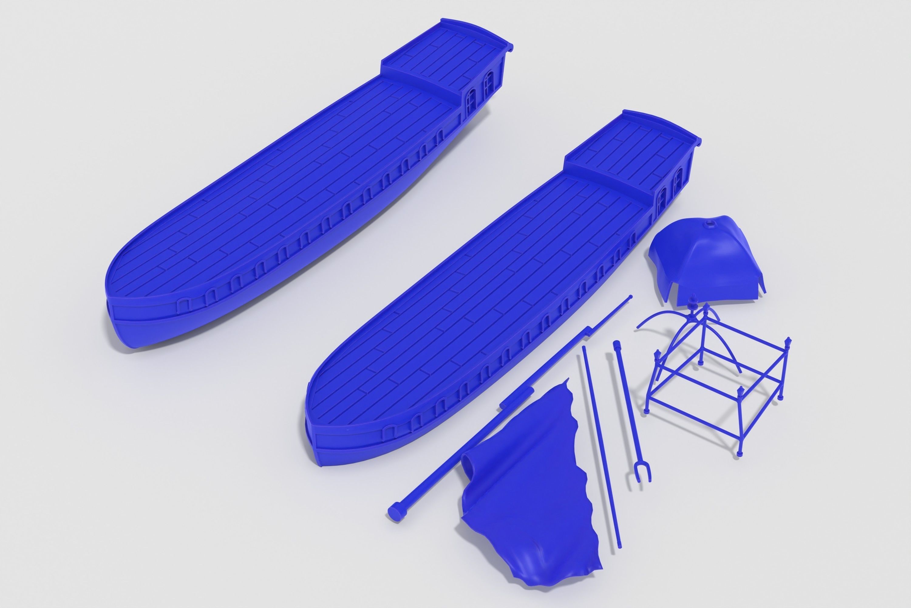 Vintage dutch river barge 3d print - two hulls 3D model 3D printable ...
