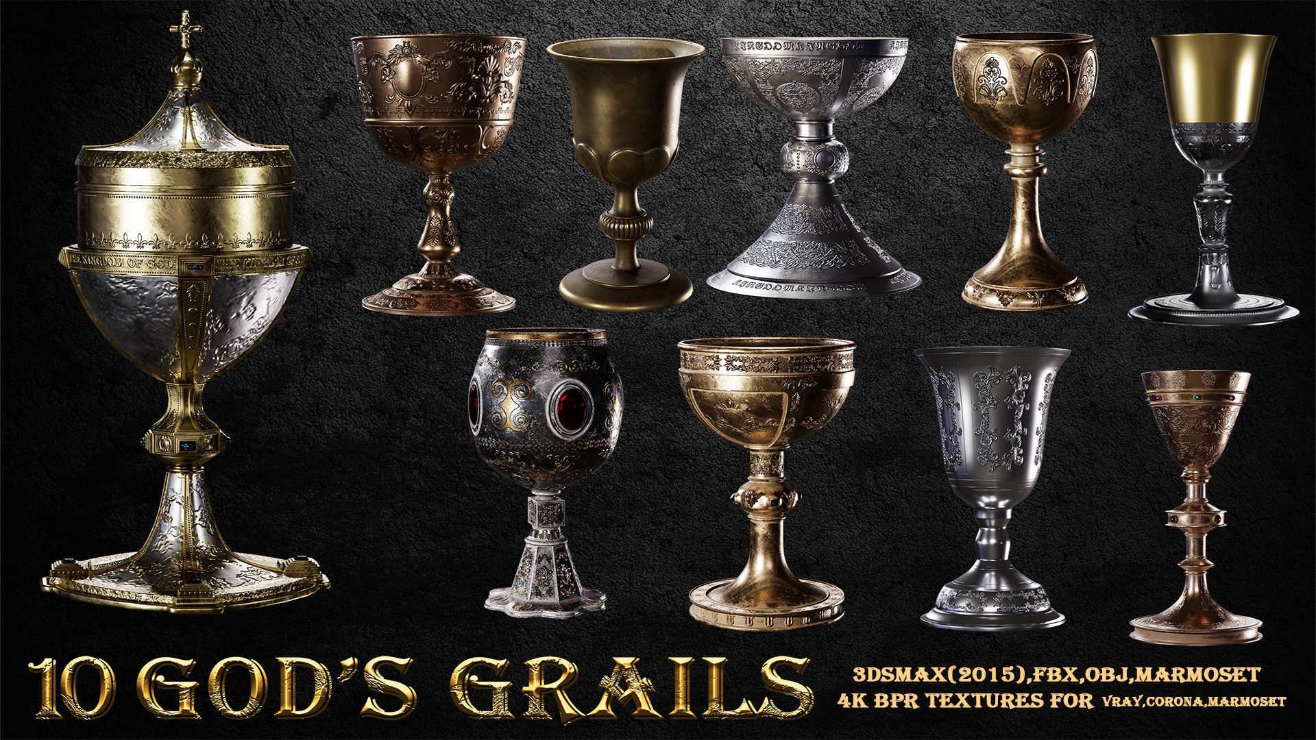3D model GRAILS QUEEN with 10 GODS GRAILS VR / AR / low-poly | CGTrader