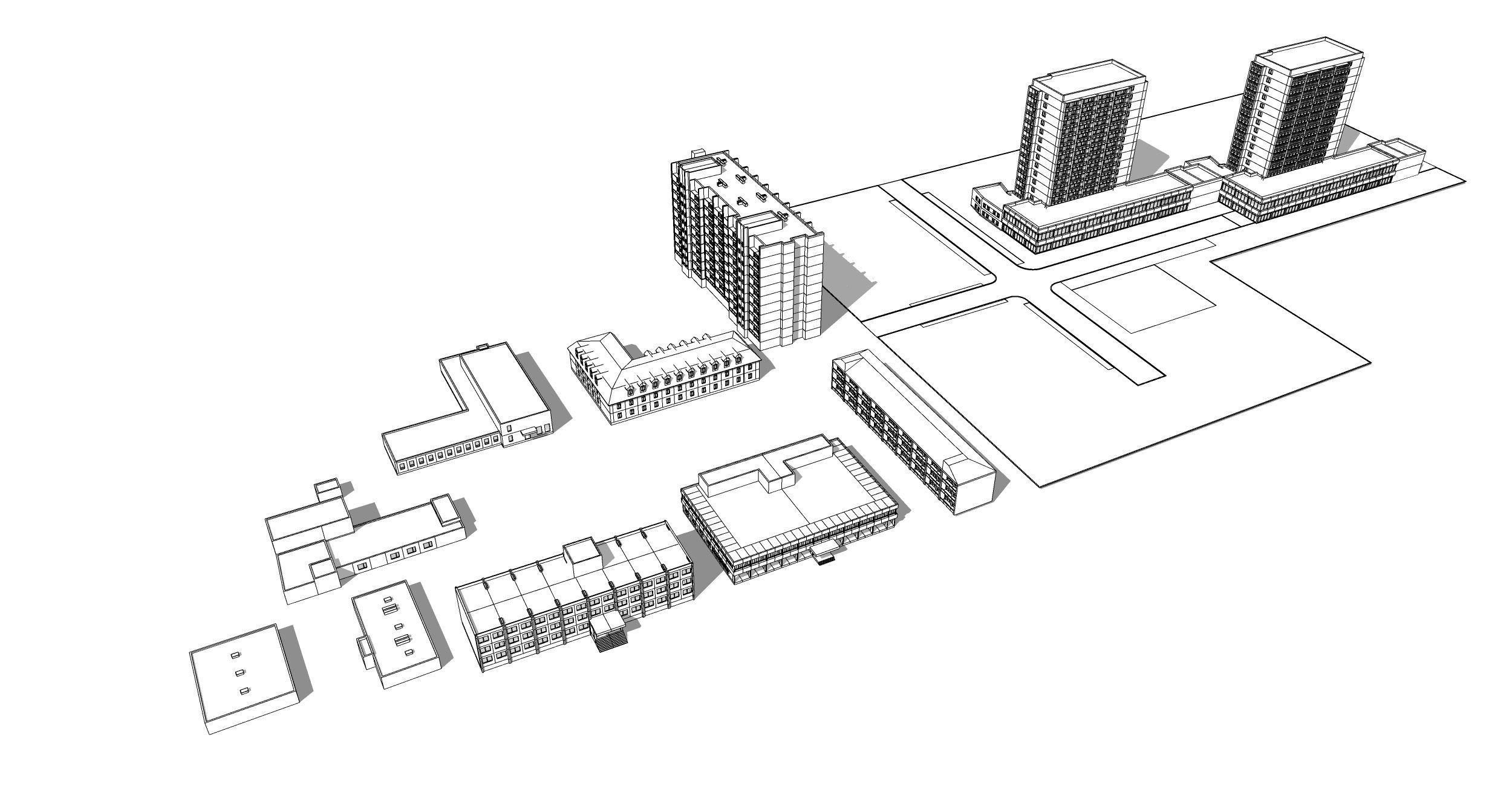 building set Irpin military hospital multi storey building 3D model ...