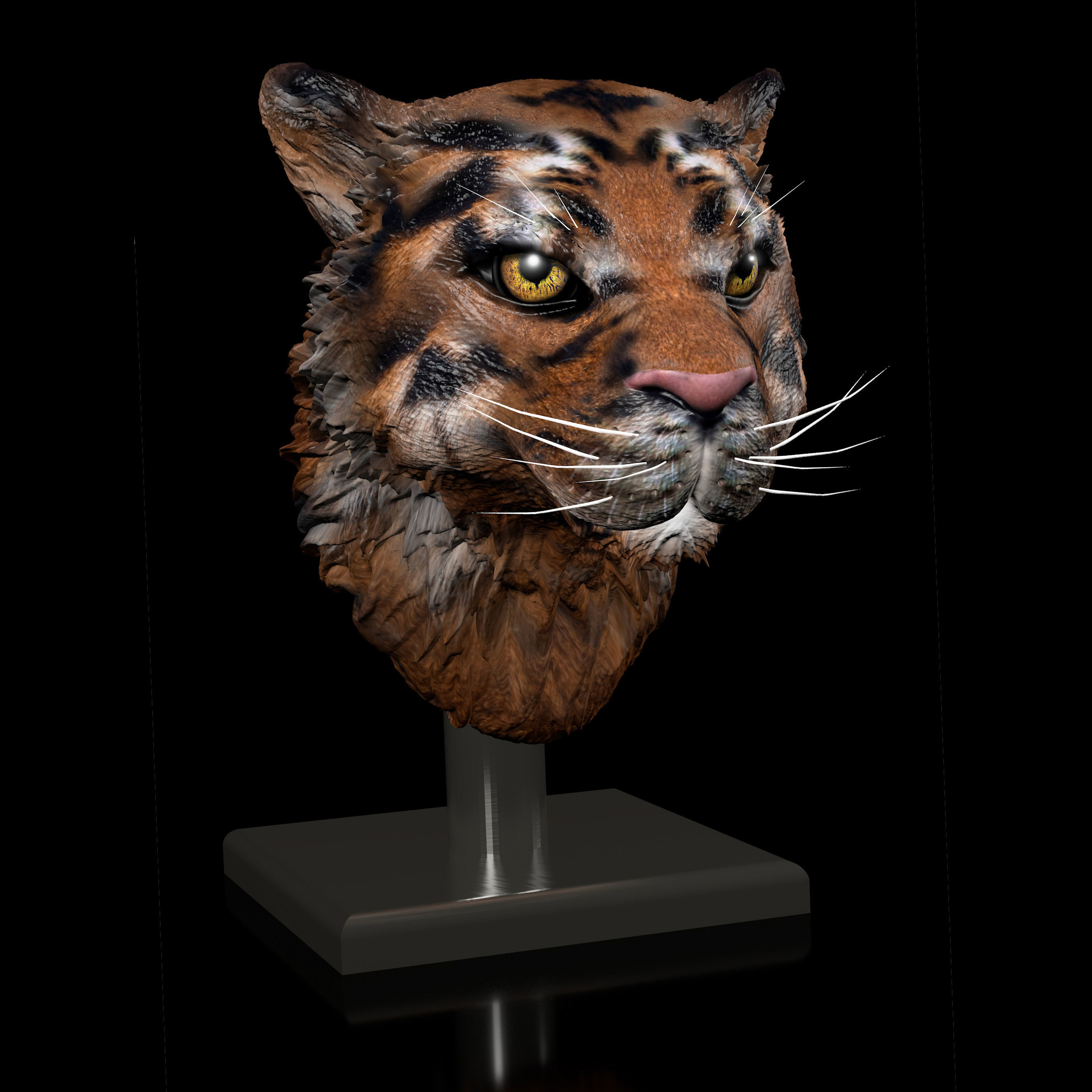 Tiger portrait comes with stand base 3D STL print file highpoly 3D ...