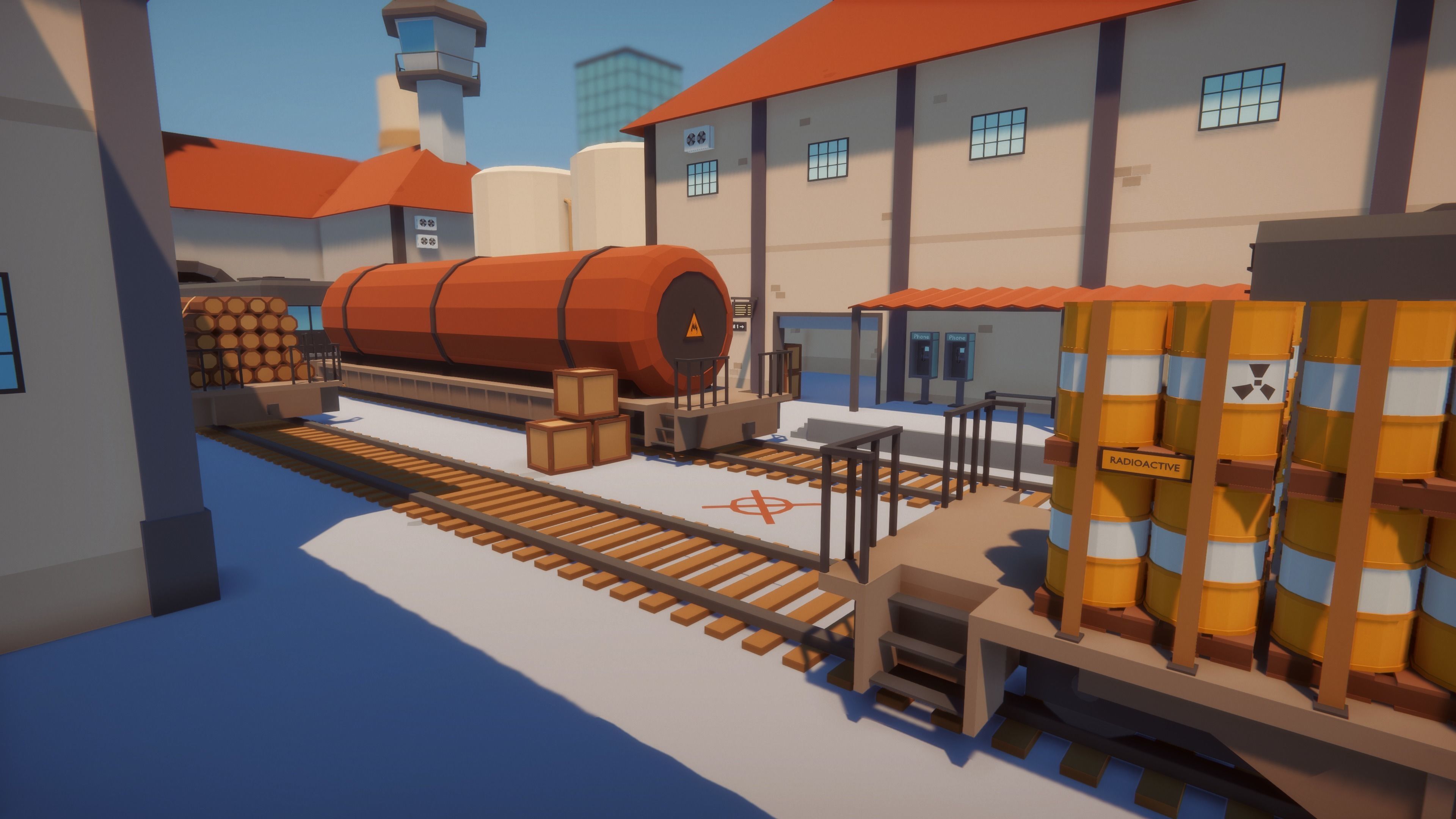 3D model Low Poly FPS Map Vol5 - Railway Station Map with Trains VR ...