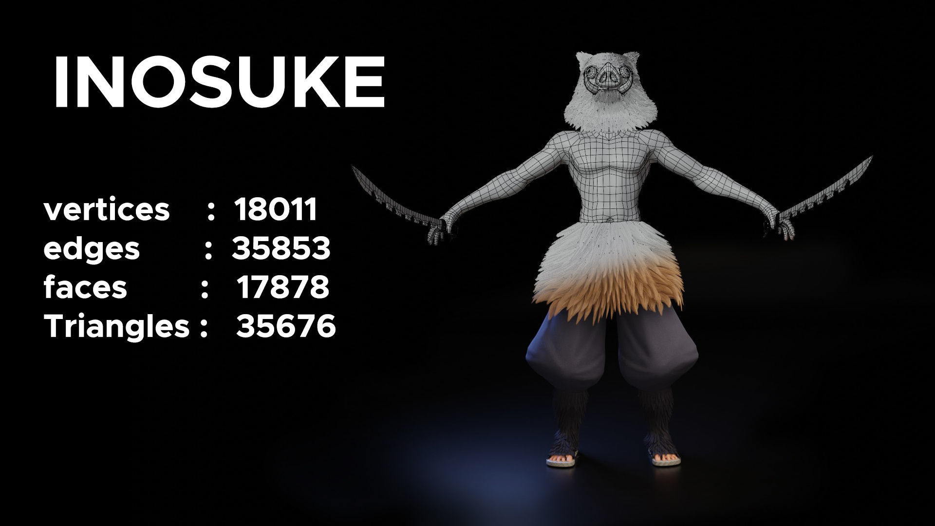 3D model Inosuke from Demon slayer 3d model Rigged VR / AR / low-poly ...