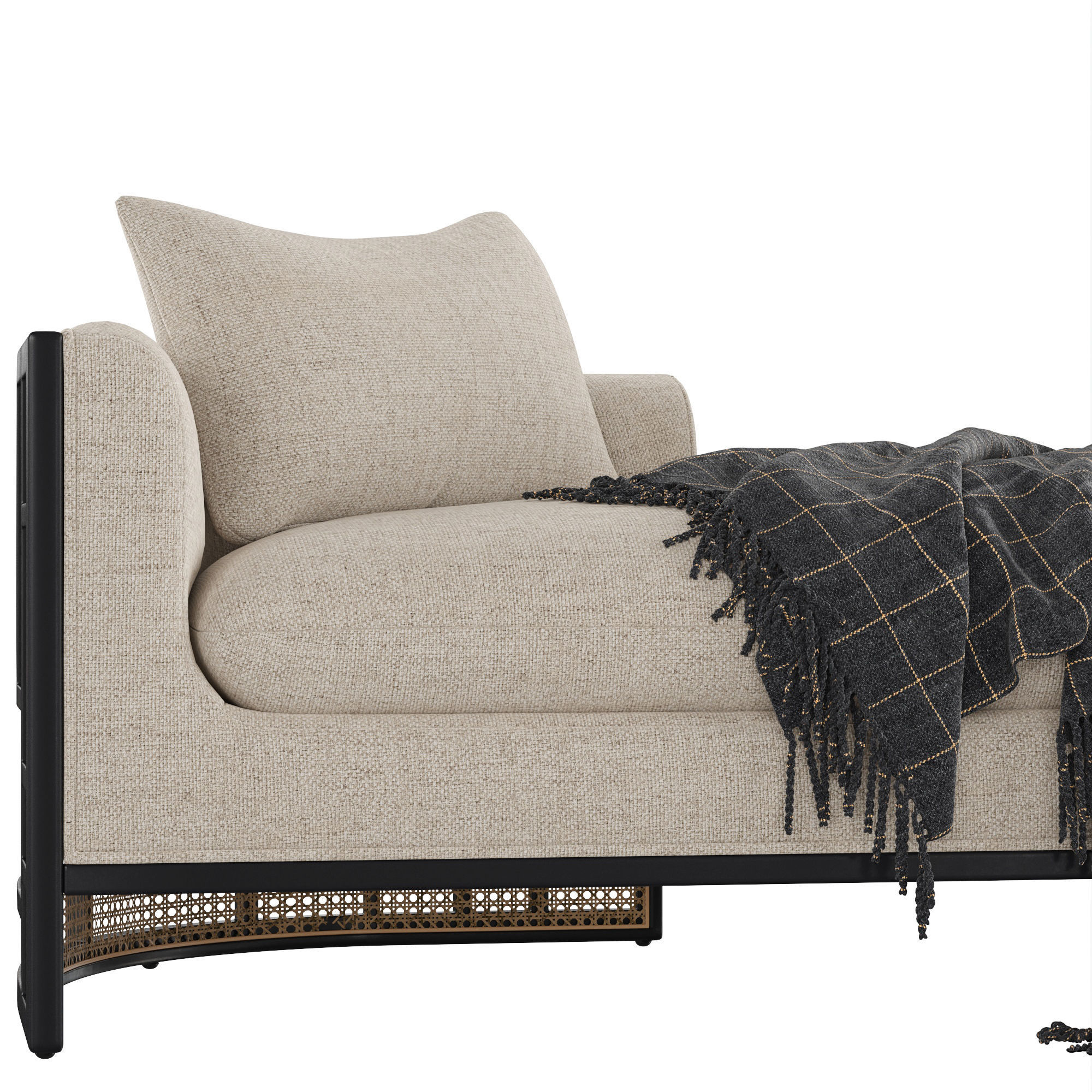 Upholstered Grid Back Chaise 3D model | CGTrader