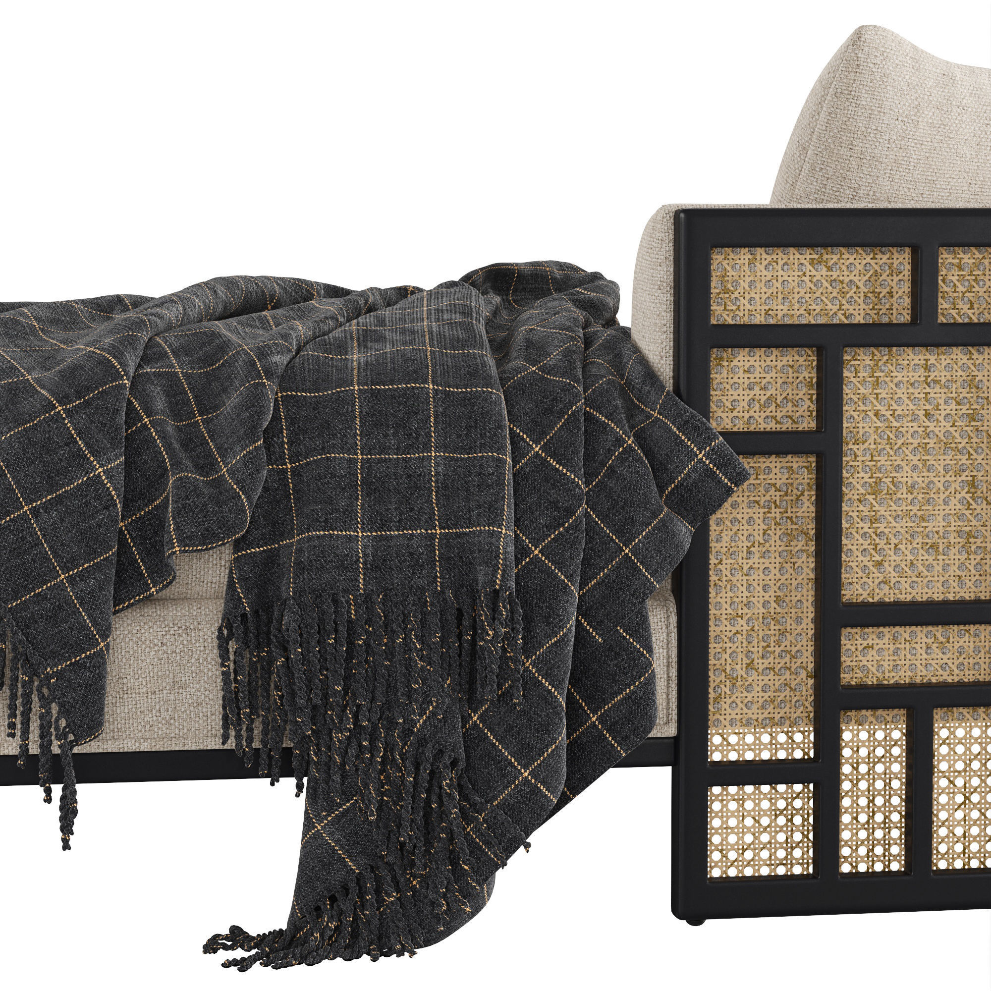 Upholstered Grid Back Chaise 3D model | CGTrader