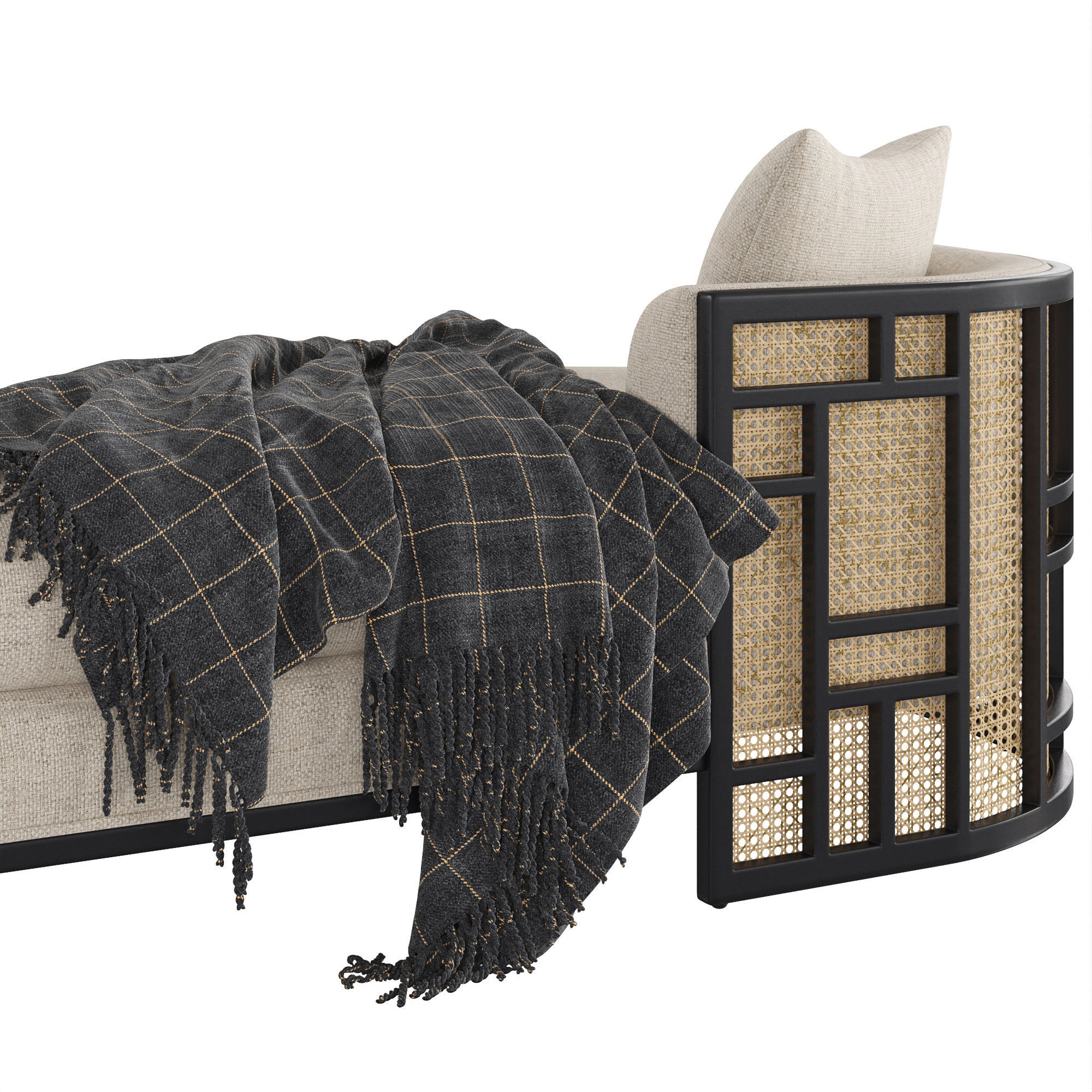 Upholstered Grid Back Chaise 3D model | CGTrader