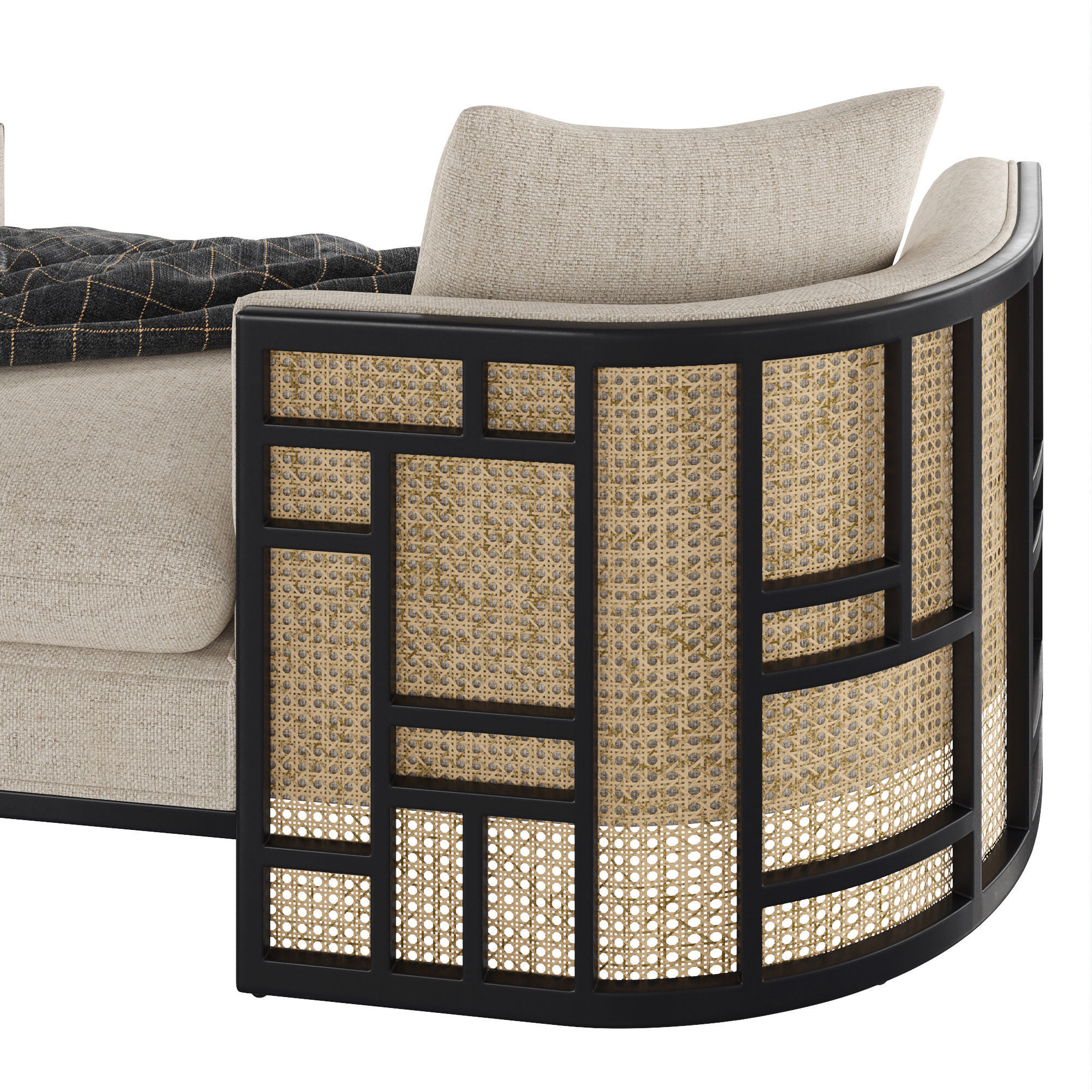 Upholstered Grid Back Chaise 3D model | CGTrader