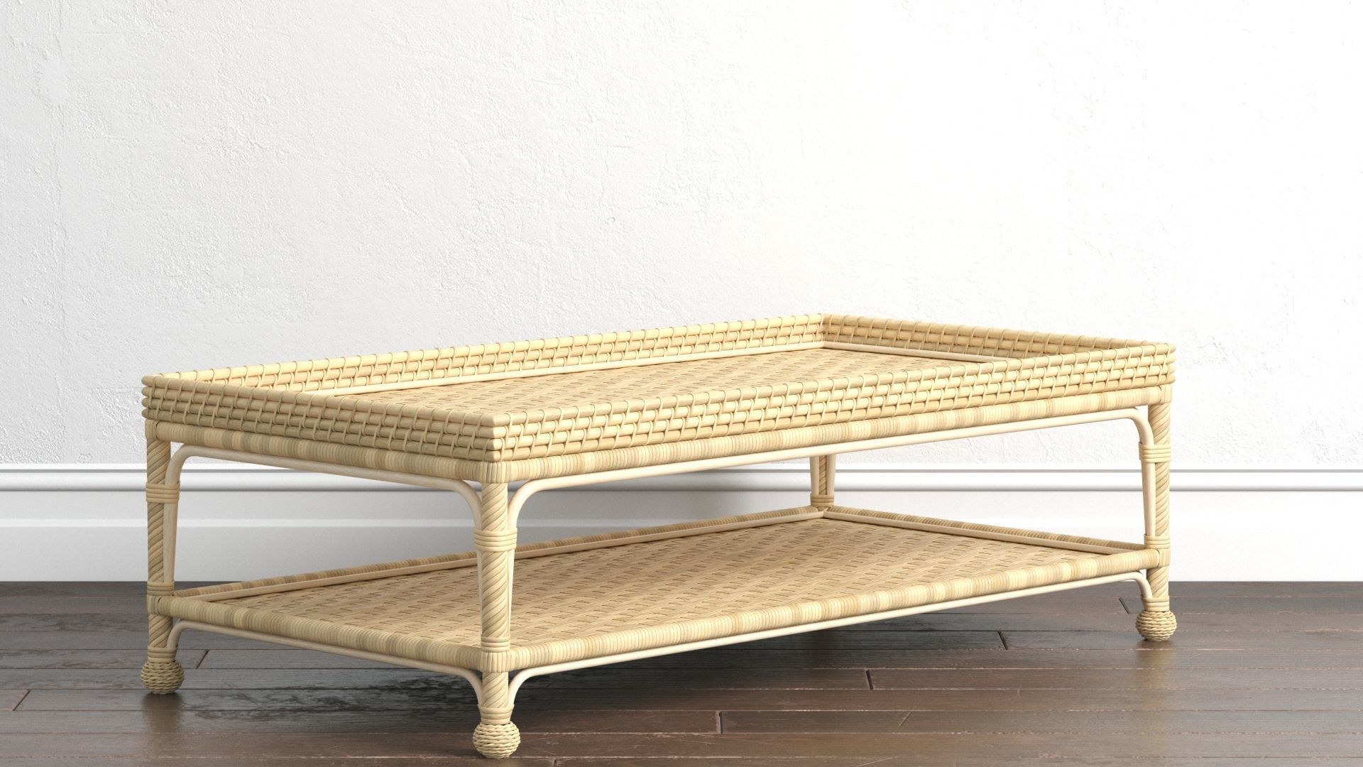 Serena and Lily South Seas Rattan Coffee Table 3D model | CGTrader