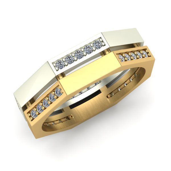 Octagonal ring with gems 3D model 3D printable | CGTrader