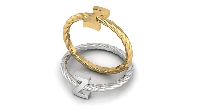 Alphabet Rope Ring Z 3D model 3D printable | CGTrader