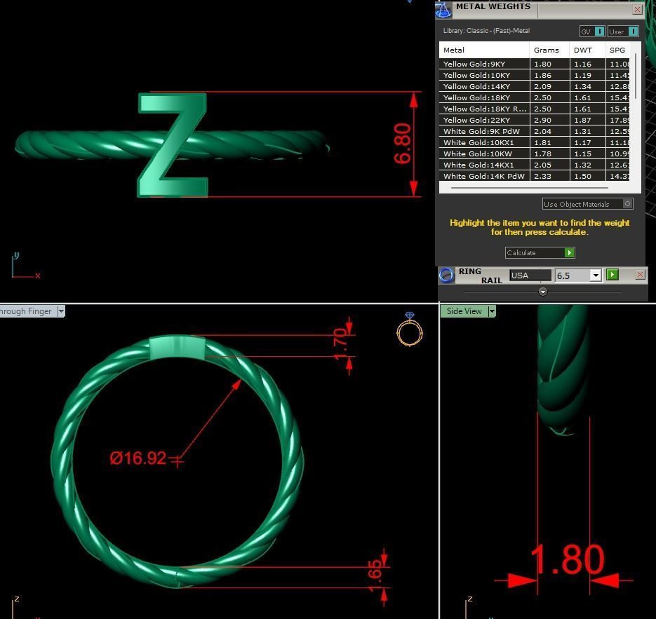 Alphabet Rope Ring Z 3D model 3D printable | CGTrader