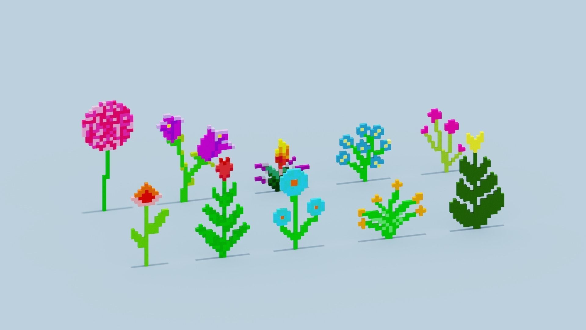 3D model Minecraft Flowers VR / AR / low-poly | CGTrader