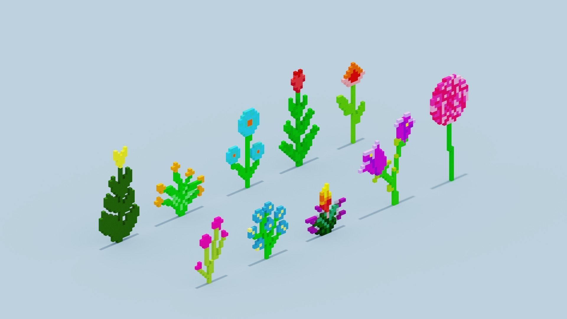 3D model Minecraft Flowers VR / AR / low-poly | CGTrader