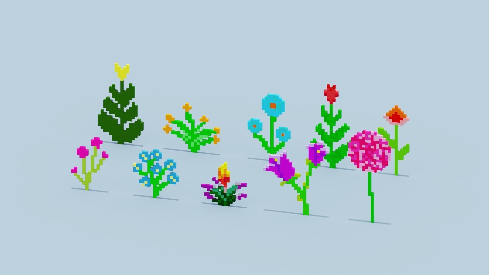 3D model Minecraft Flowers VR / AR / low-poly | CGTrader