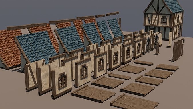 3D model Stylized Medieval House - Modular Pack Standard VR / AR / low ...