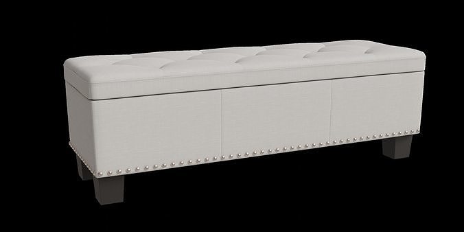 Gray Contemporary Storage Ottoman Bench 3D model | CGTrader