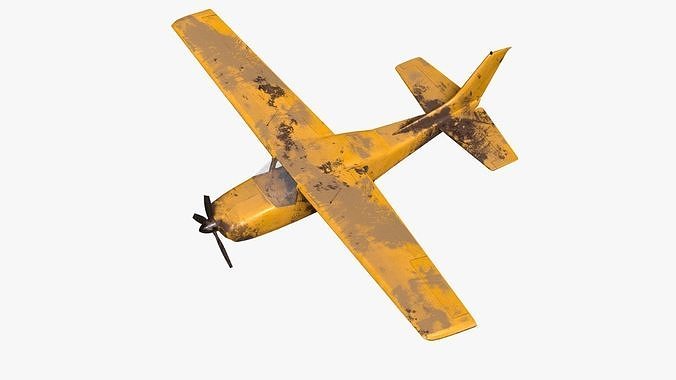 3D model realistic destroyed propeller plane VR / AR / low-poly | CGTrader