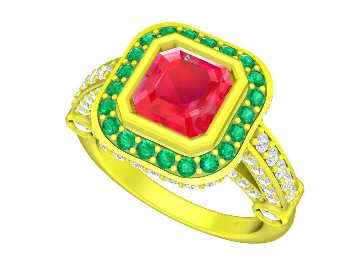 5328 Radiant diamond ring for lady 3D model 3D printable | CGTrader