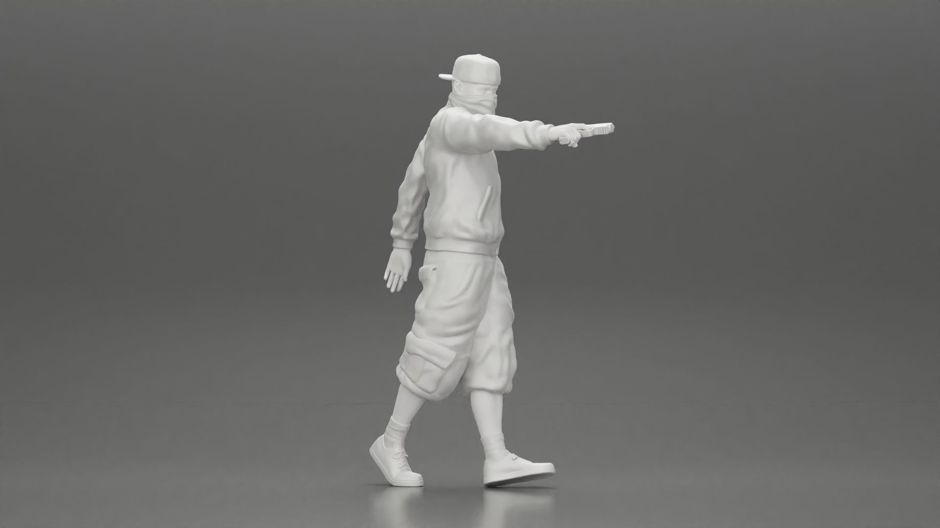 gangster homie in mask walking and holding gun sideways 3D model 3D ...