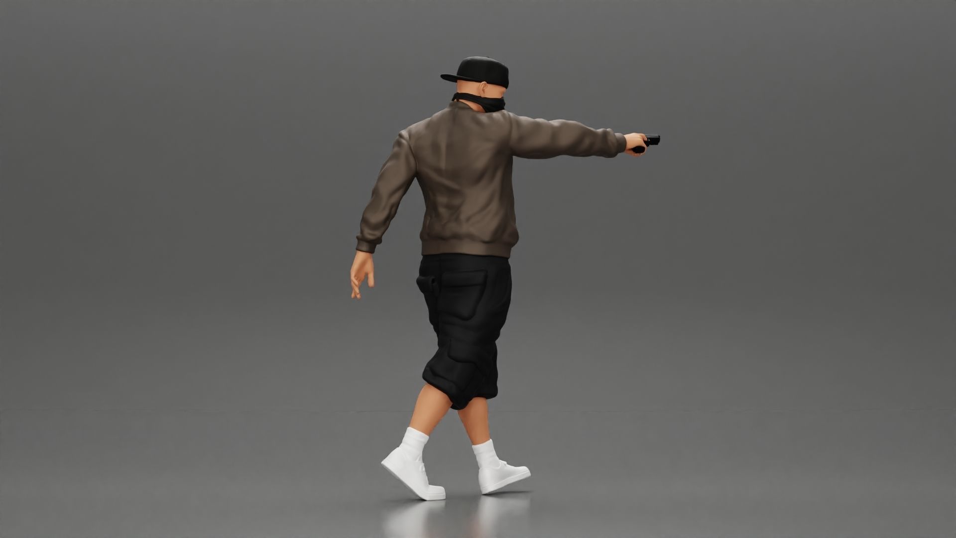 gangster homie in mask walking and holding gun sideways 3D model 3D ...