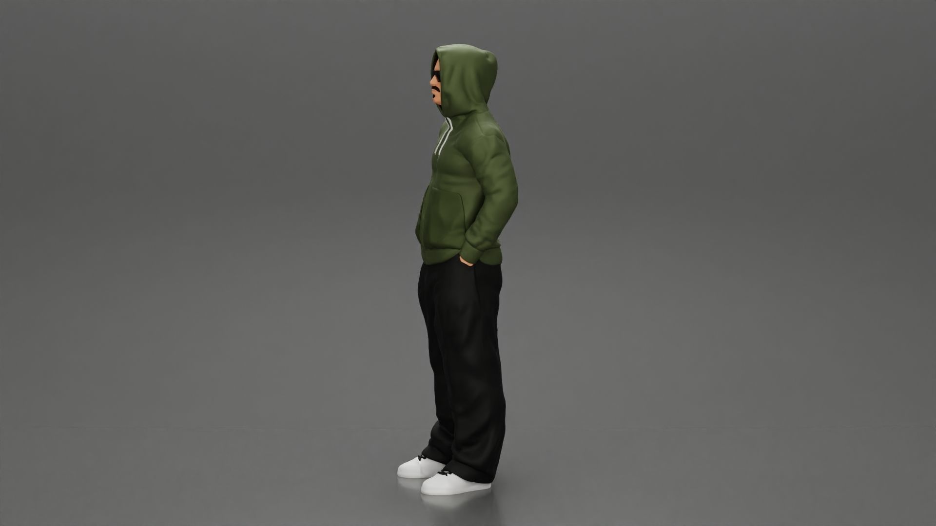 2 Gangster homie in hoodie standing with hands in pockets 3D model 3D ...