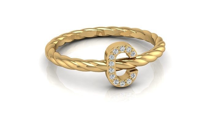 Alphabet Rope Diamond Ring C 3D model 3D printable | CGTrader