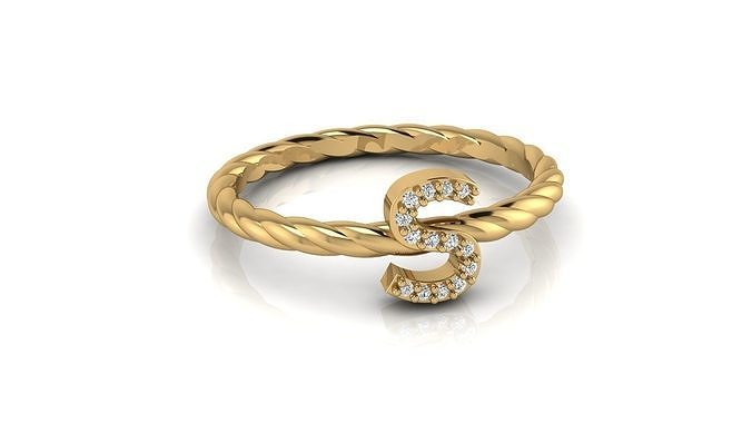 Alphabet Rope Diamond Ring S 3D model 3D printable | CGTrader