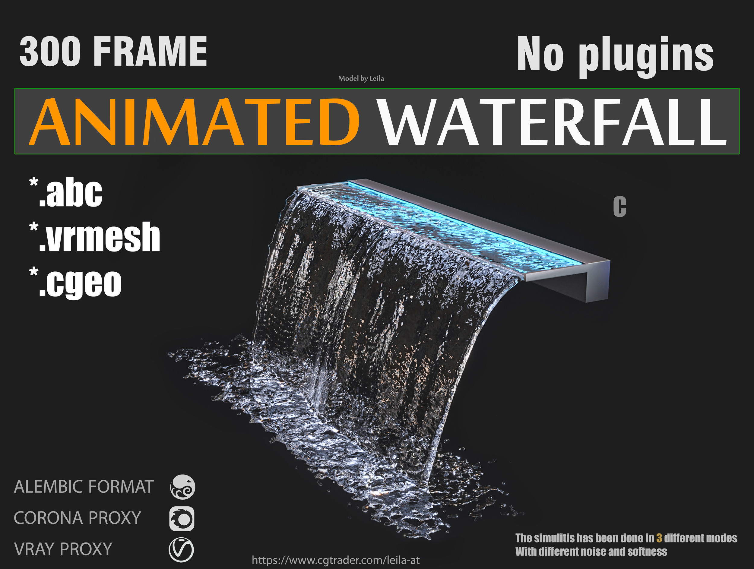 Waterfall Fountains Swimming Pool Cascade 3D model animated | CGTrader