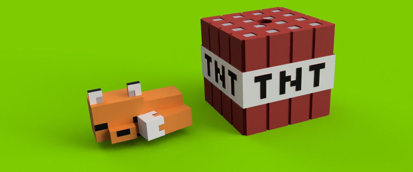 HUCHA ALCANCIA DE ZORRO DE MINECRAFT SOBRE TNT 3D model 3D printable | CGTrader