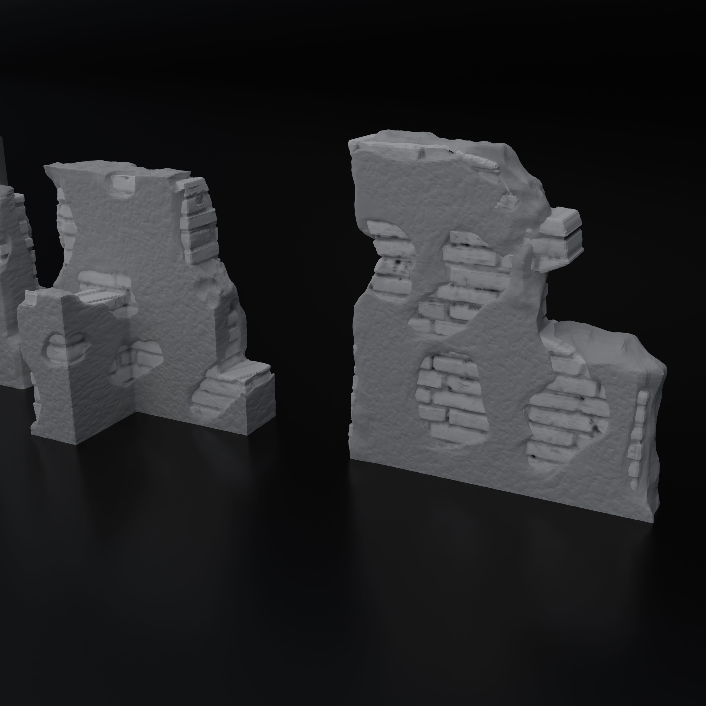 damaged fantasy ruin brick walls set of 6 3D model 3D printable | CGTrader