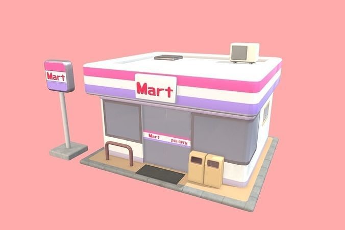 3D model Cute Japanese Convenience Store VR / AR / low-poly | CGTrader