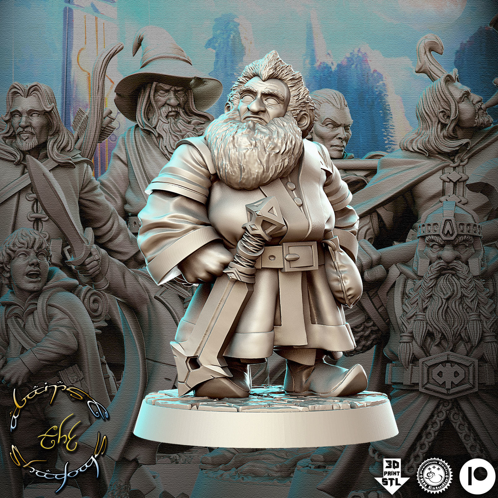 Balin The Hobbit The Lord of the Rings LOTR 32mm Pre-supported 3D model ...