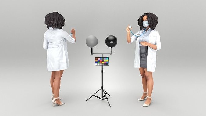 3D model Female doctor in medical attire with stethoscope 401 VR / AR ...