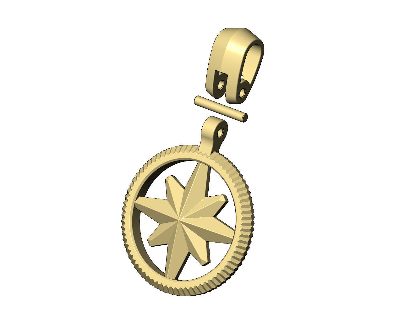 Fluted bezel compass pendant with bail 3D model 3D printable | CGTrader