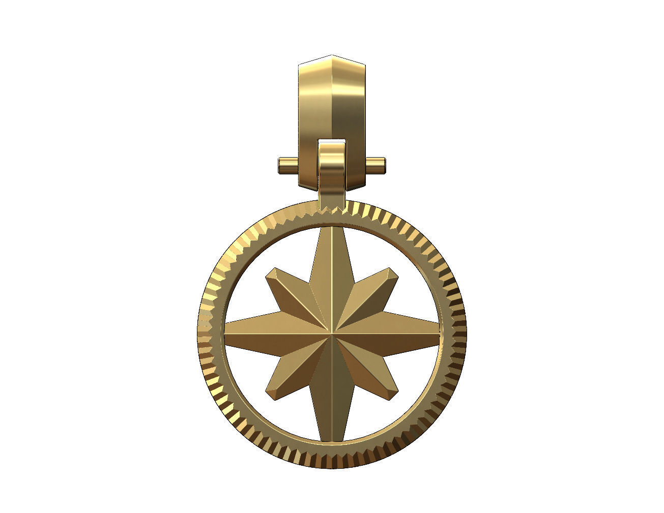 Fluted bezel compass pendant with bail 3D model 3D printable | CGTrader