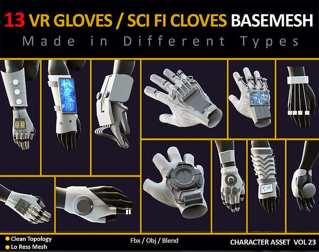 3D model 13 VR CLOVES SCI FI GLOVES MODELS VOL 21 VR / AR / low-poly | CGTrader