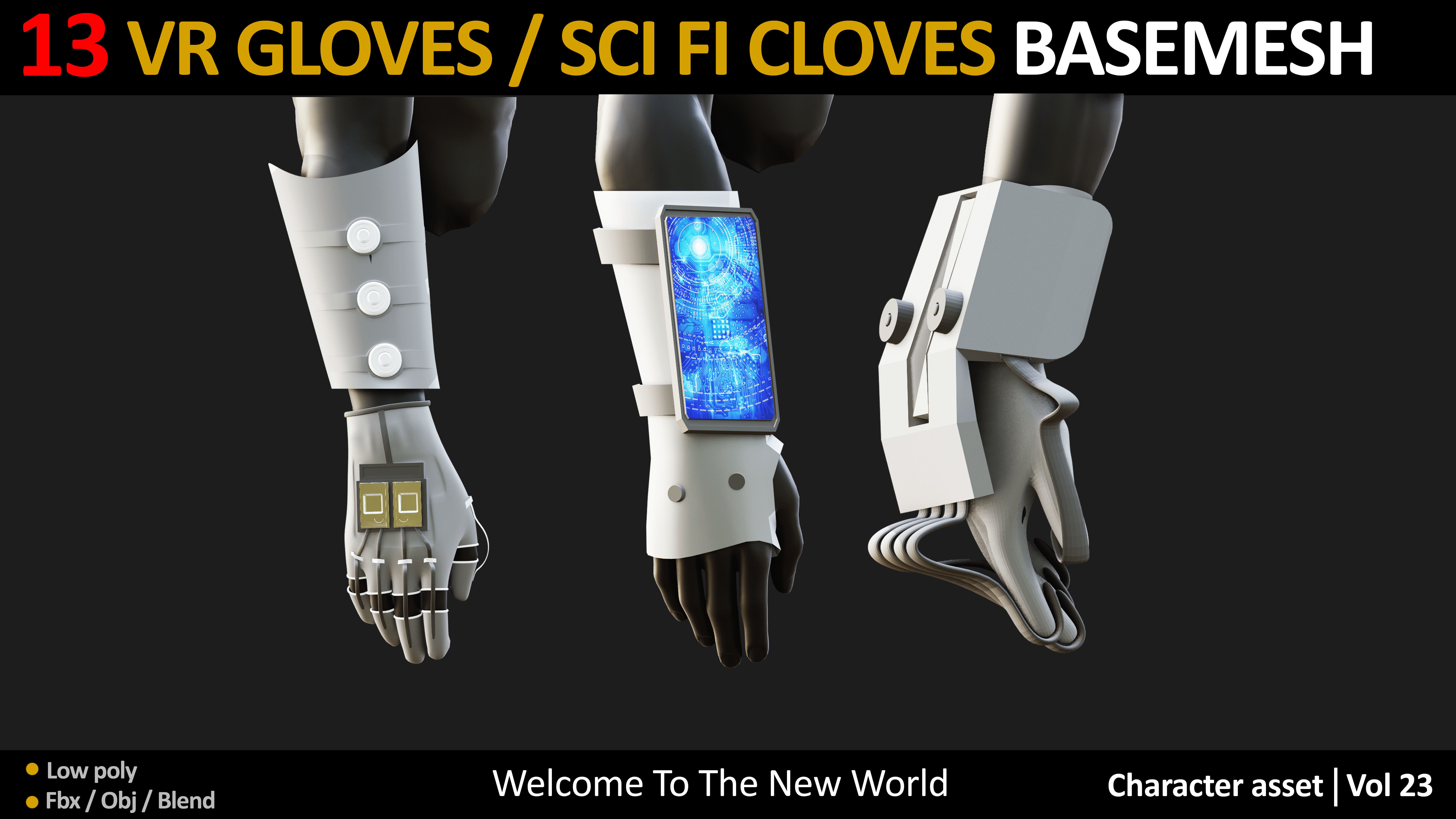 3D model 13 VR CLOVES SCI FI GLOVES MODELS VOL 21 VR / AR / low-poly ...