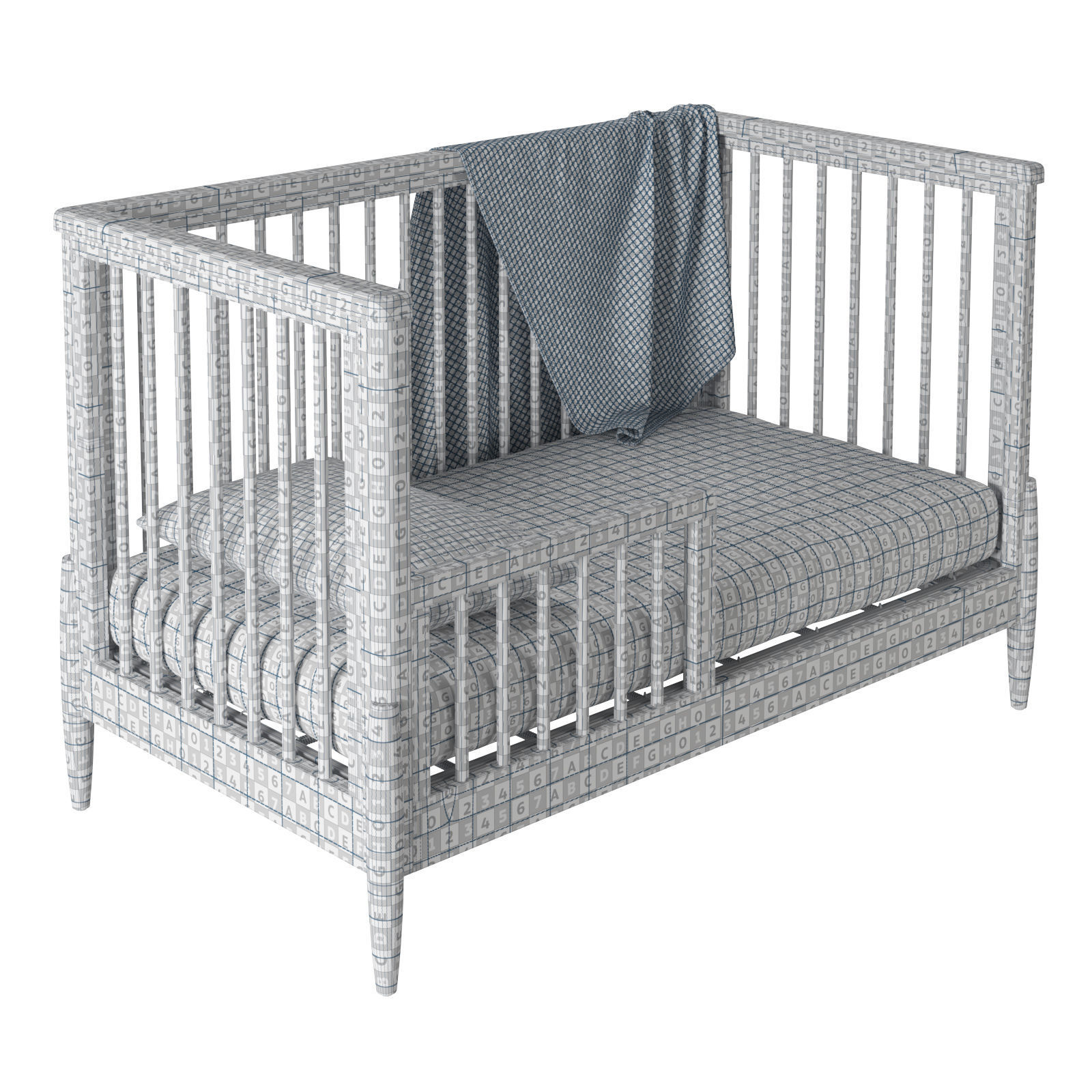 3D model Crate and Barrel Bodie Natural Oak Wood Baby Crib VR / AR ...