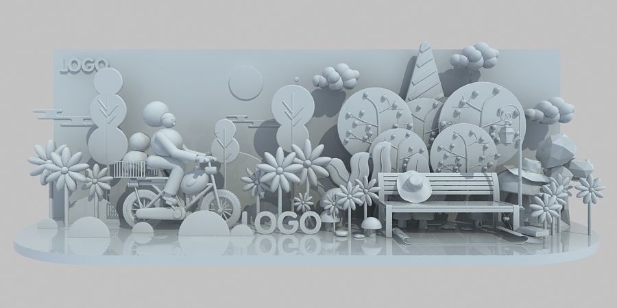 Cartoon Art Exhibition Window display 3D model | CGTrader