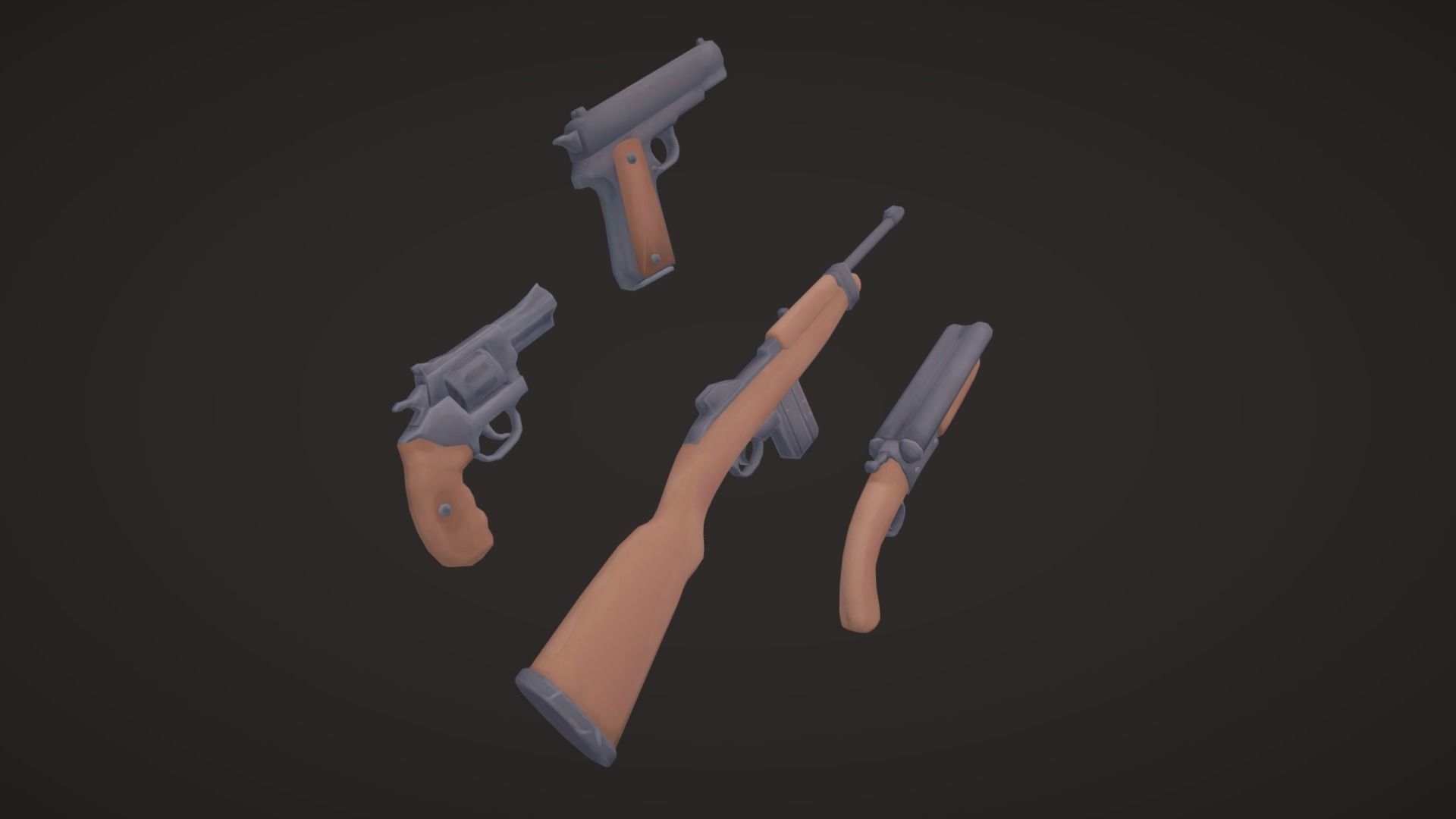 3D model Style World - Guns - Rigged and Animated VR / AR / low-poly ...