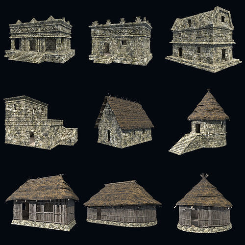 3D model OLD ANCIENT HOUSE AZTEC MAYAN INCA STONE TEMPLE COLLECTION VR ...